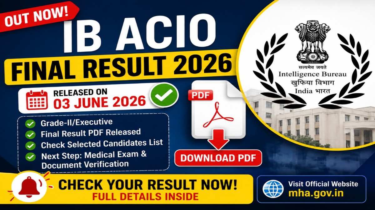 IB ACIO Final Result 2026 Out – Download Grade 2 Executive PDF