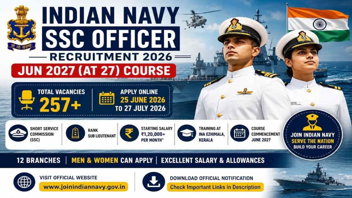 Indian Navy SSC Officer Recruitment 2026 Apply Online for 257 Posts ...