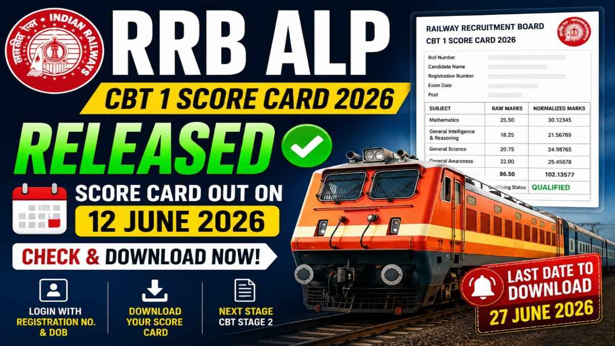 RRB ALP CBT 1 Score Card 2026 Out, Download Marks Card PDF