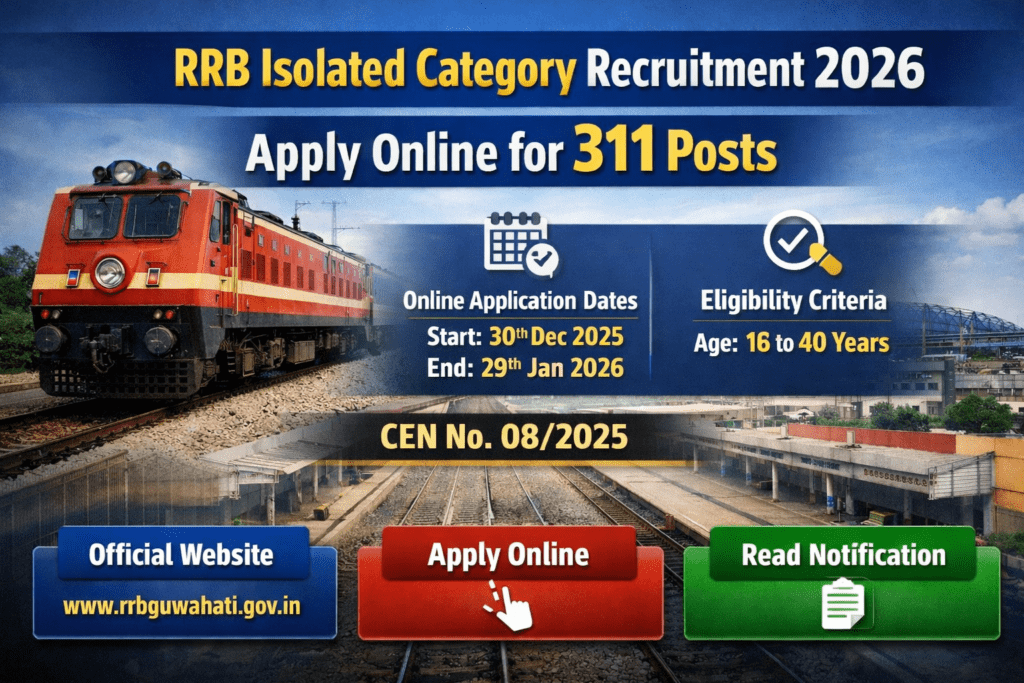 RRB Isolated Category Recruitment 2026 – Apply Online for 311 Posts ...